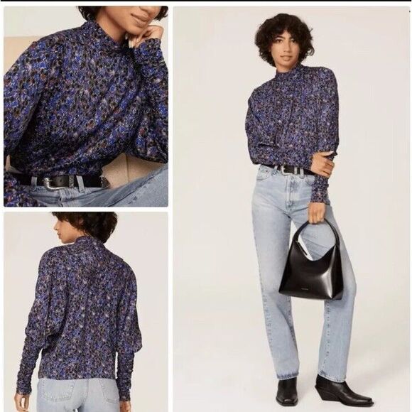 HUNTER BELL | Tops | Hunter Bell Isabel Pleated Mock Neck Top In Geo ...